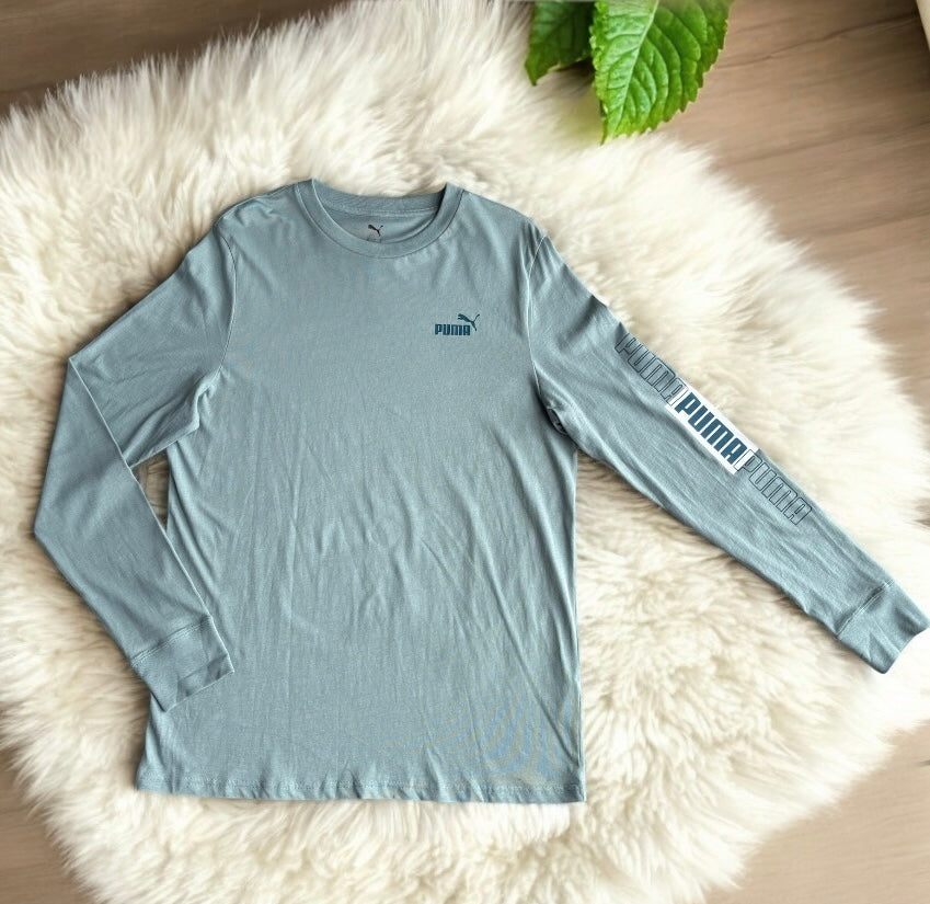 Playera Puma verde Olivo, letras en manga blanco/verde para caballero ...